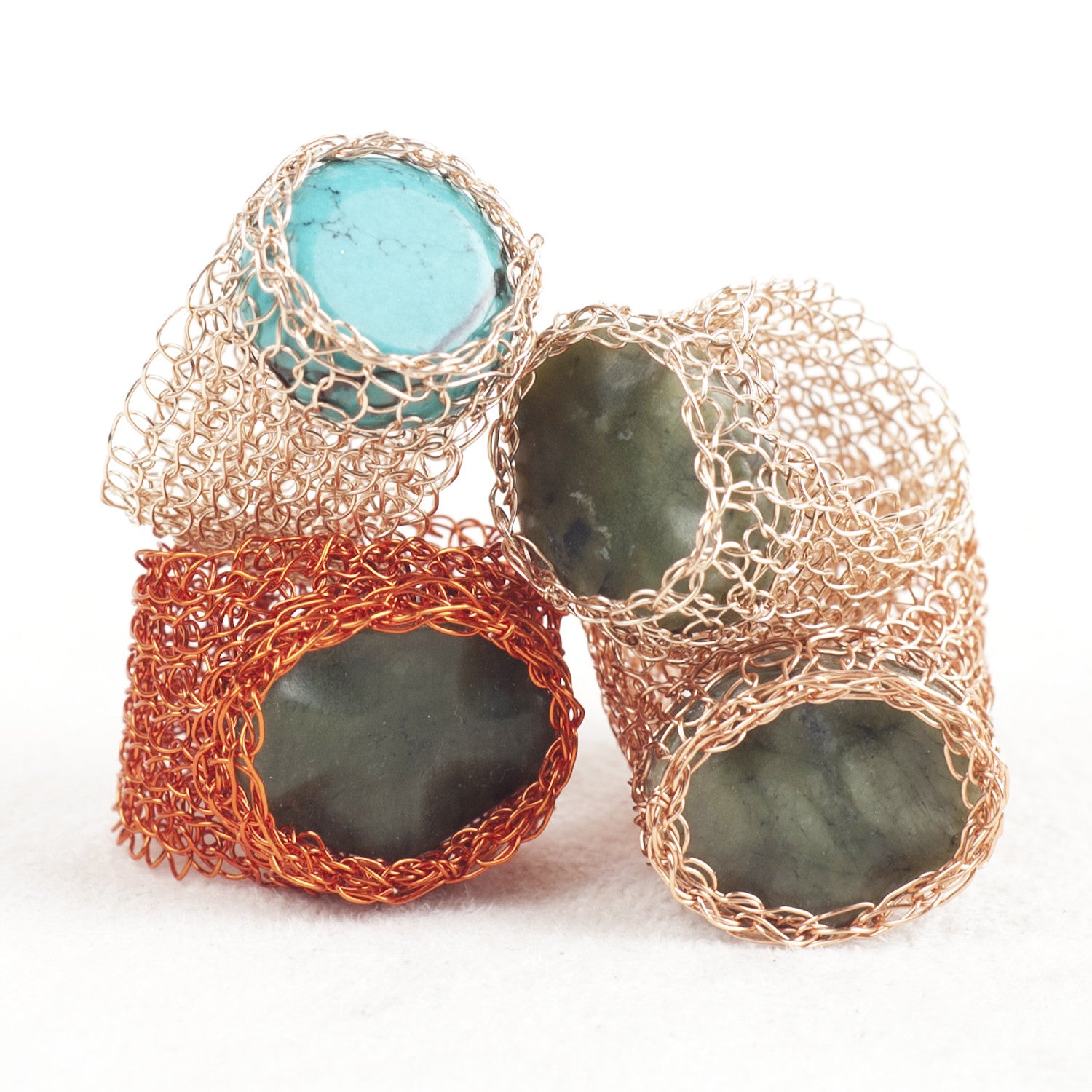 Boho Stone Rings - a new crochet pattern - Yooladesign